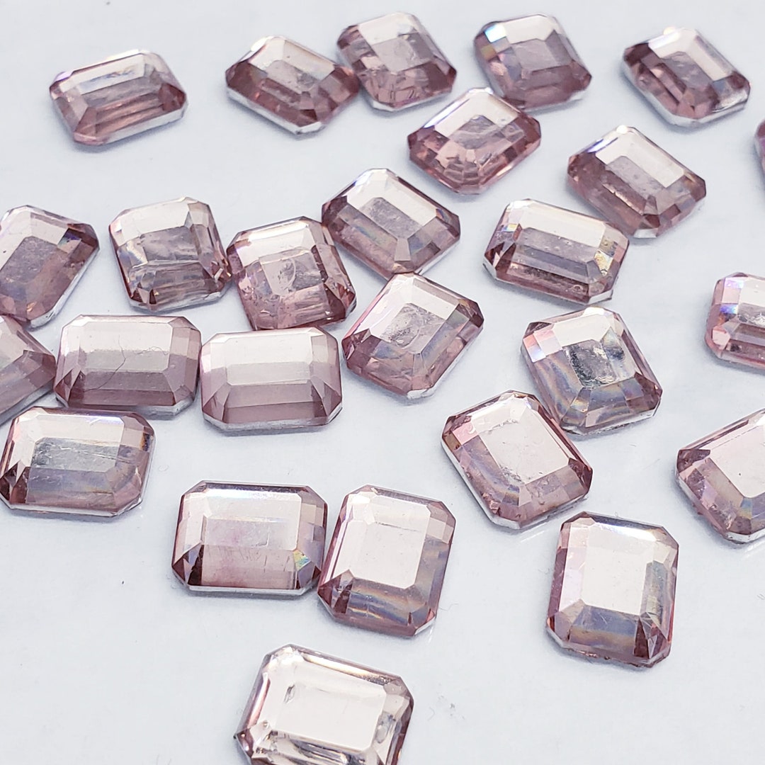 Ballerina Pink Flat Back Octagon Resin Rhinestone - 10mm X 8mm - 50 Pcs ...