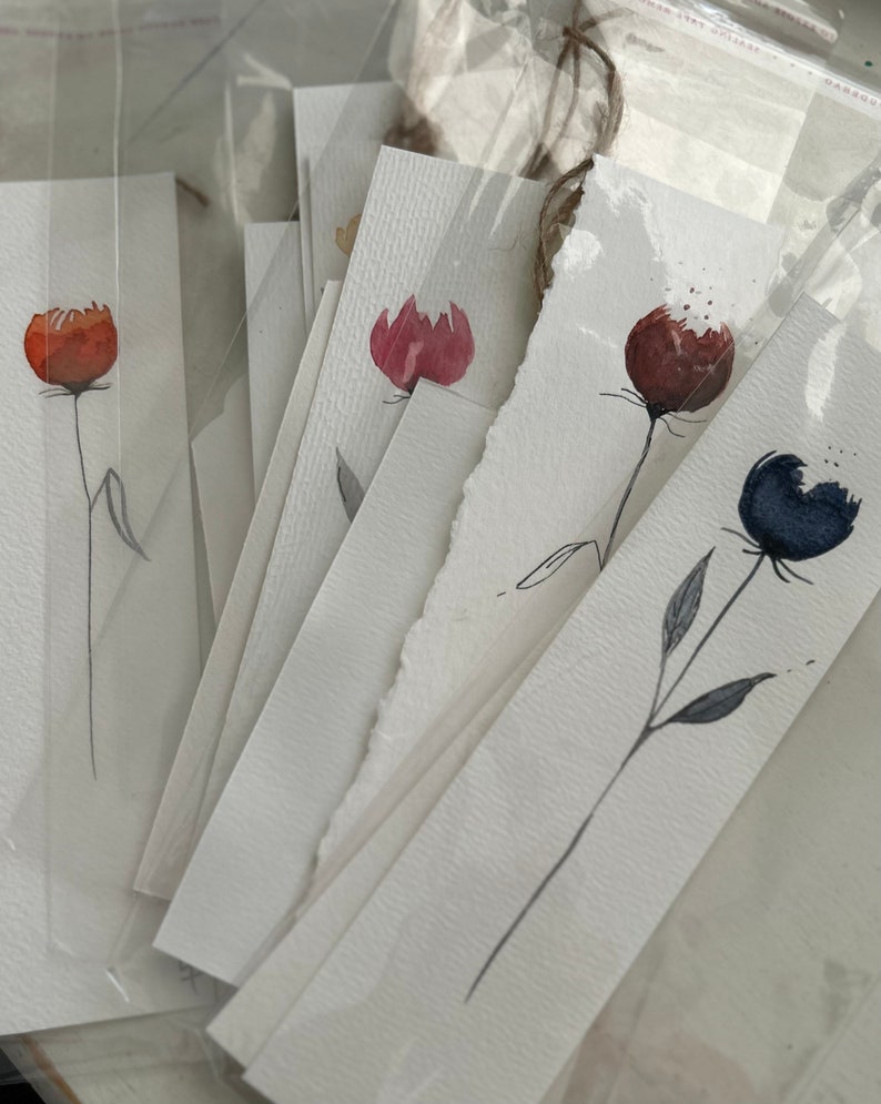 Floral Watercolor Bookmarks - Set of 4, Hand Painted Gift Pack - Etsy