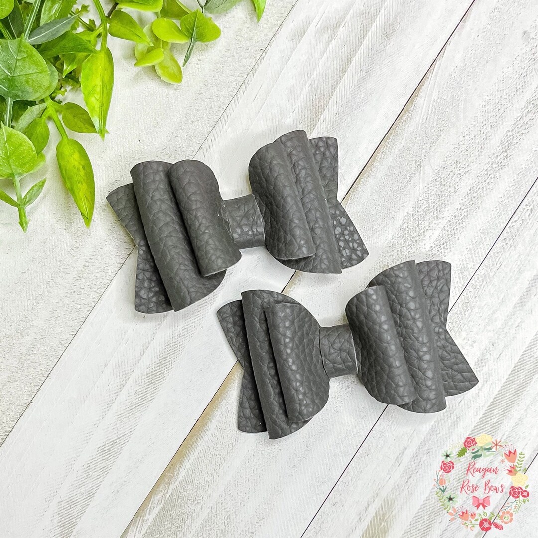Gray Pigtail Bows for Toddler Girls, Set of 2 Hair Bows, Hair Clips for ...