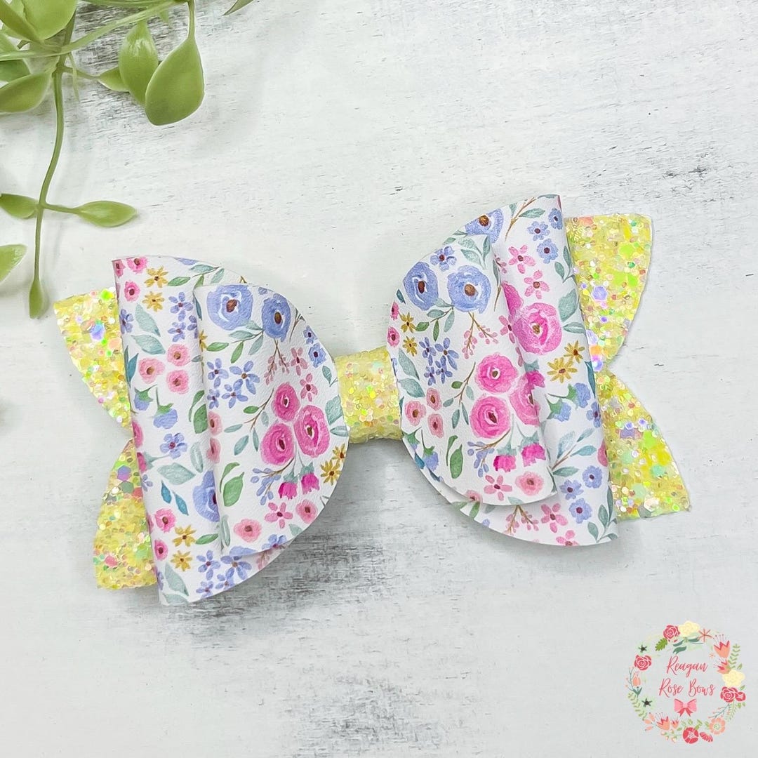 Pink Floral Hair Bows for Little Girls, Spring Floral Baby Shower Gifts ...