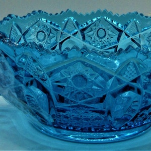 Vintage LE Smith Blue Pressed Glass Nappy Hobstar - Etsy
