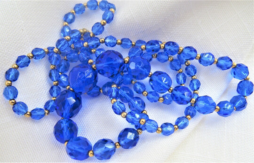 Vintage Blue Crystal Necklace - Etsy