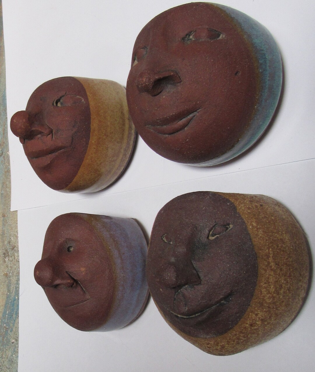4 Vintage Wall Pocket Art Pottery Faces Signed - Etsy