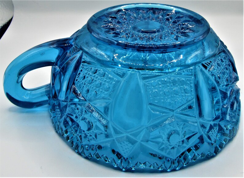 Vintage LE Smith Blue Pressed Glass Nappy Hobstar - Etsy