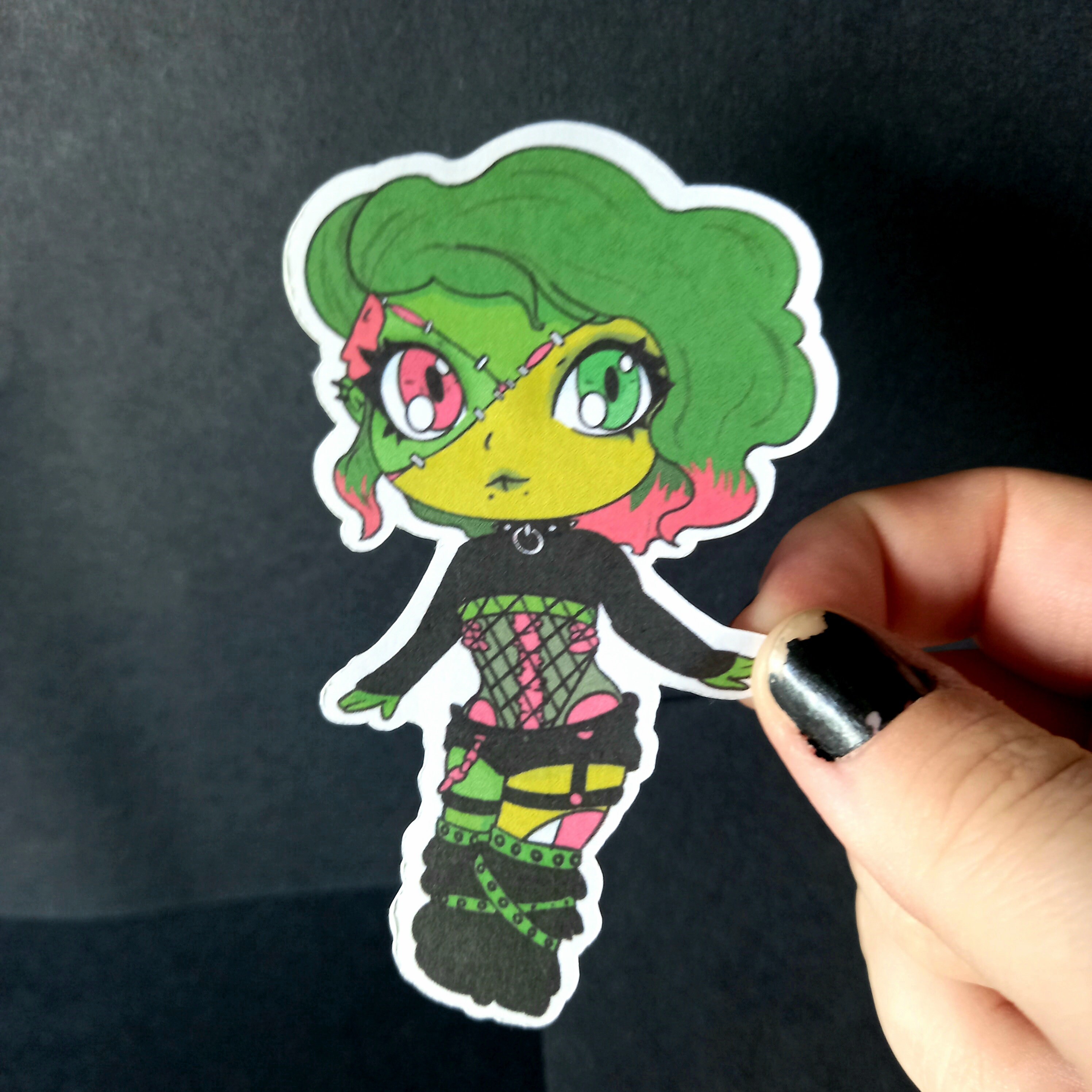 Cute Chibi Zombie Rave Monster Girl Matte Paper Sticker - Etsy