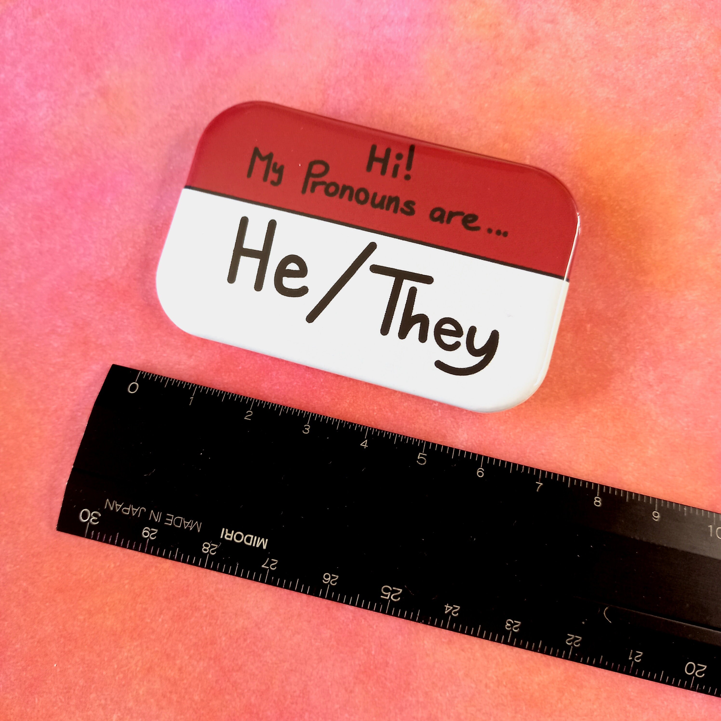 He/ They Rectangular Pronouns Button Badge - Etsy