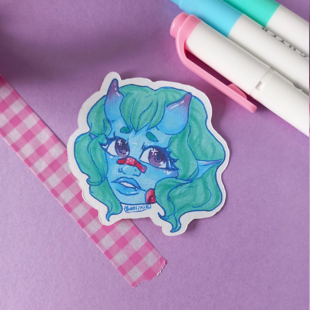 Blue Monster Girl Matte Paper Sticker - Etsy