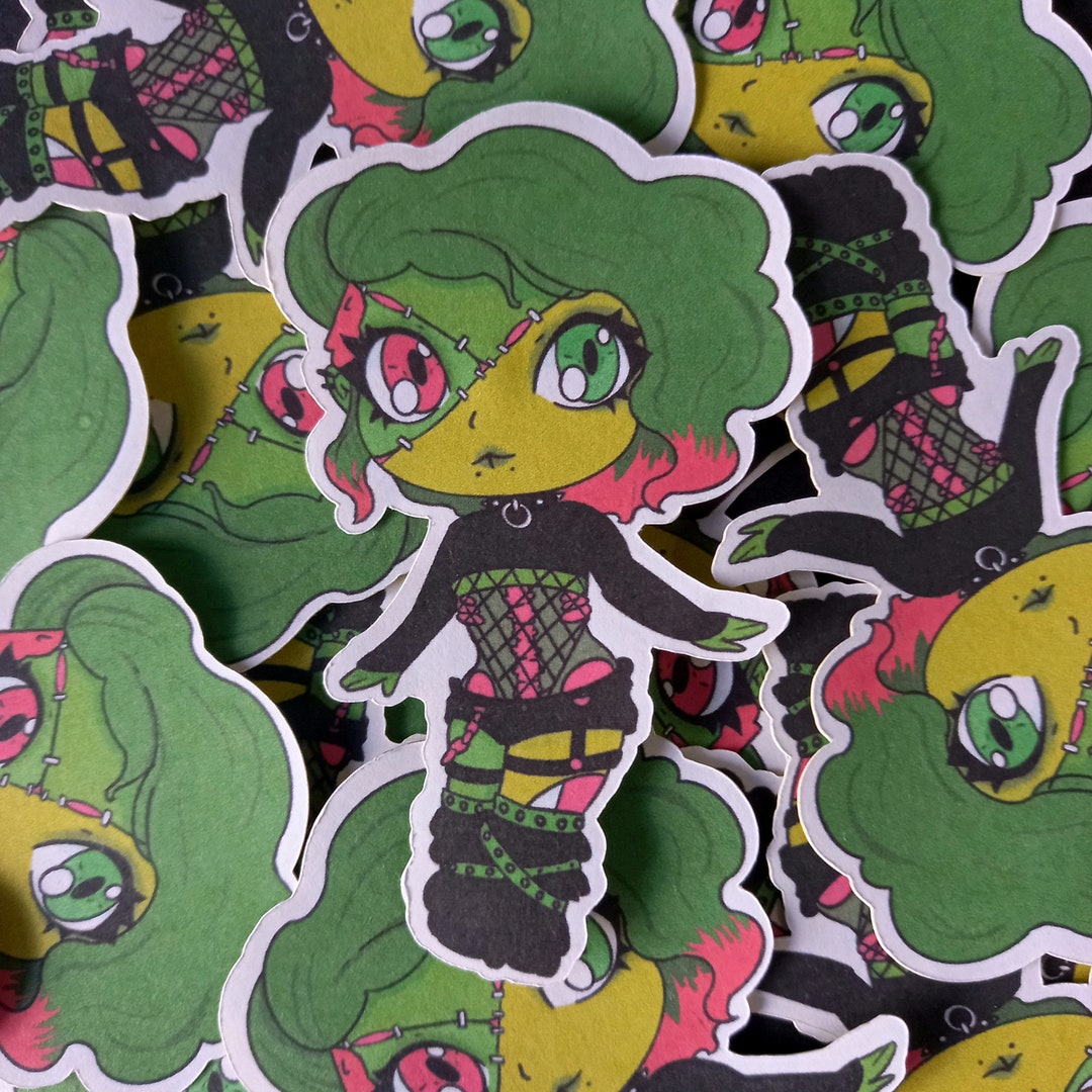 Cute Chibi Zombie Rave Monster Girl Matte Paper Sticker - Etsy