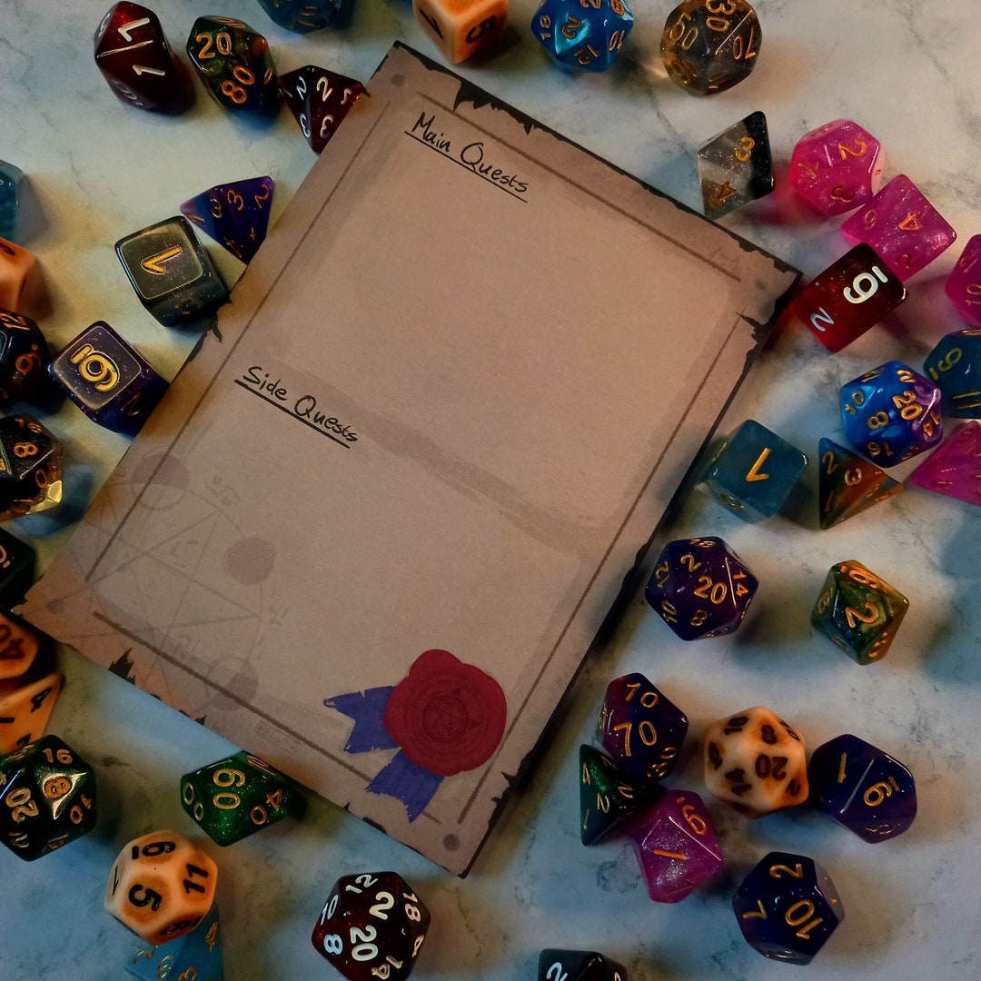 Main Quest, Side Quest Fantasy, Dnd, Ttrpg Inspired A6 Notepad - 50 ...
