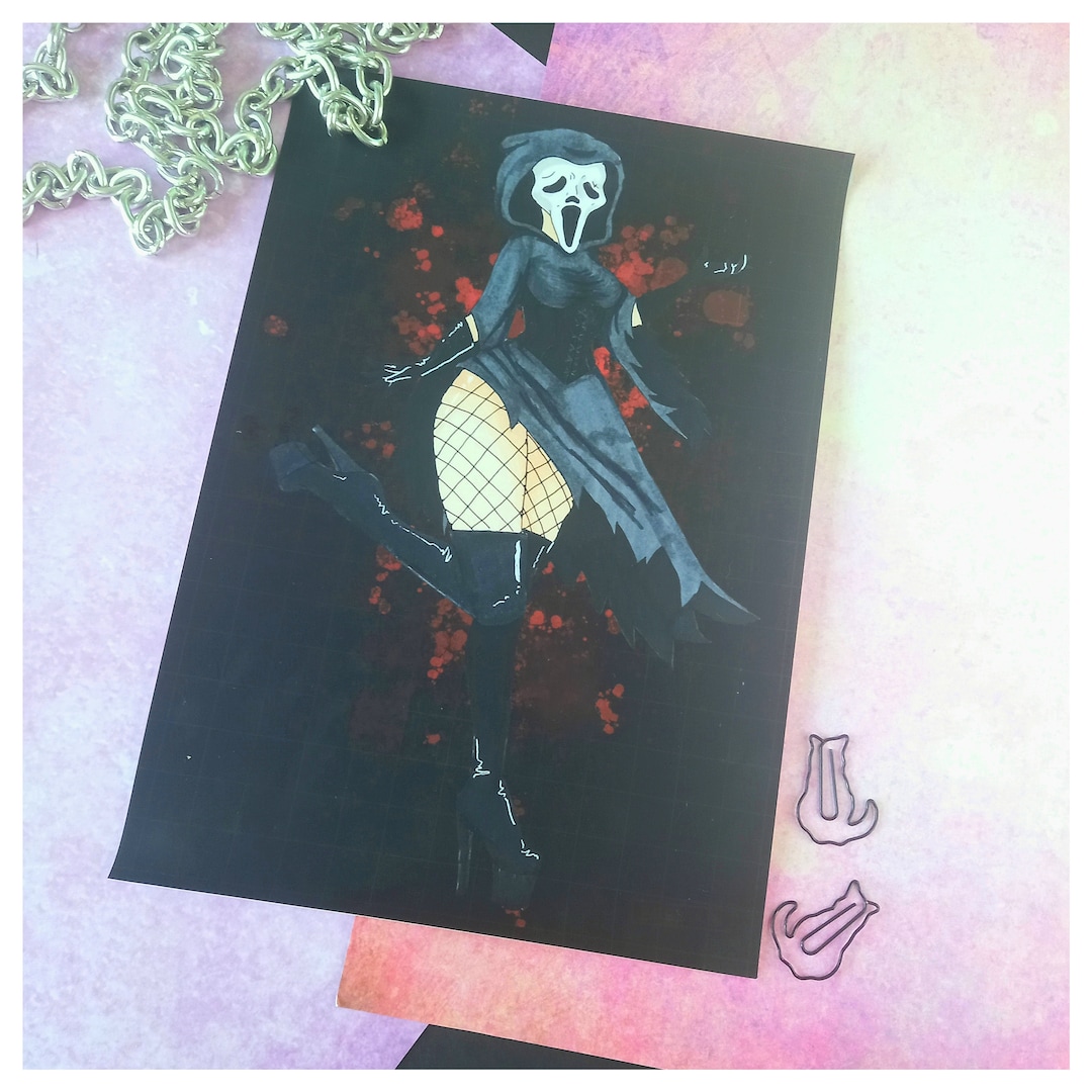 Femme Ghostface Art Print, A5 Matte Scream Movie Villain Pin Up - Etsy