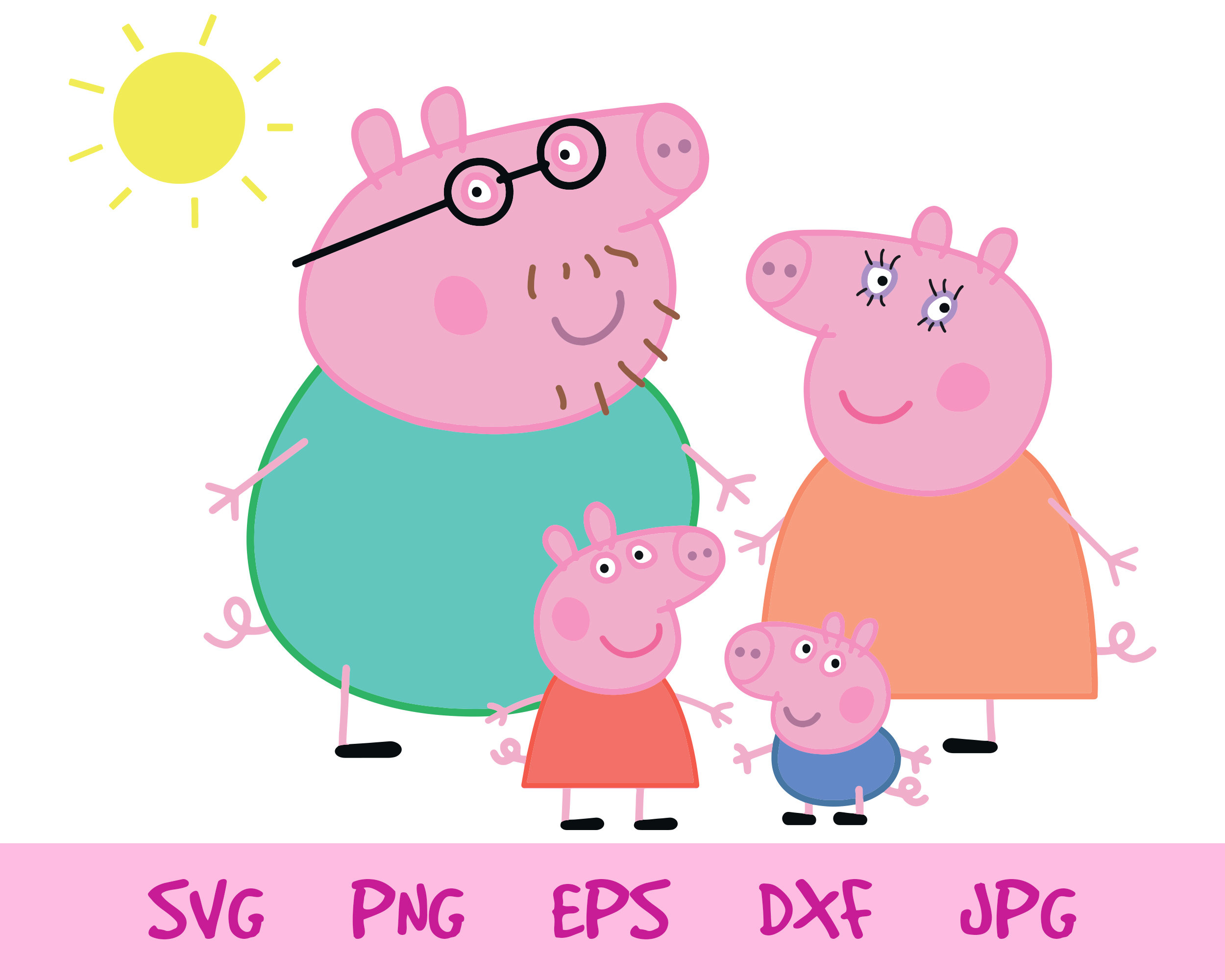 Peppa Pig Family Vectors Files Downloadable Mummy Pig SVG - Etsy
