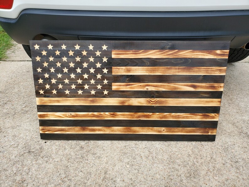 Burnt Hand Carved Wooden Flags | Etsy