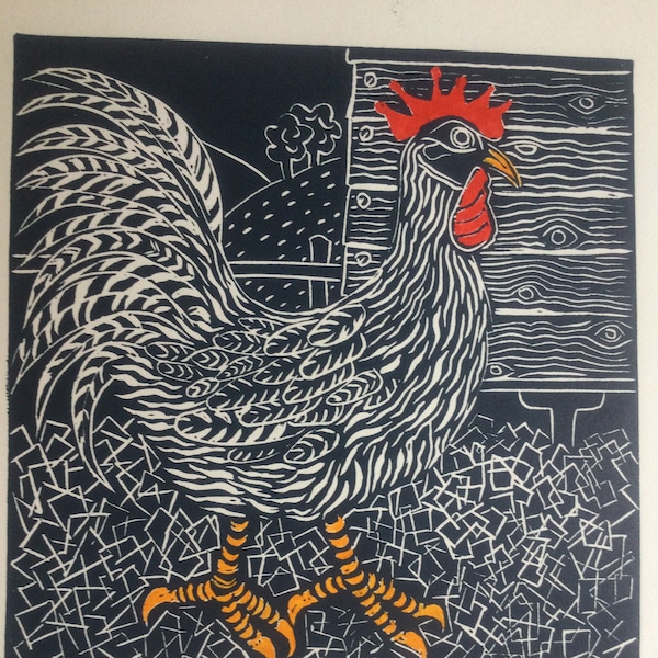 Chicken Linocut - Etsy