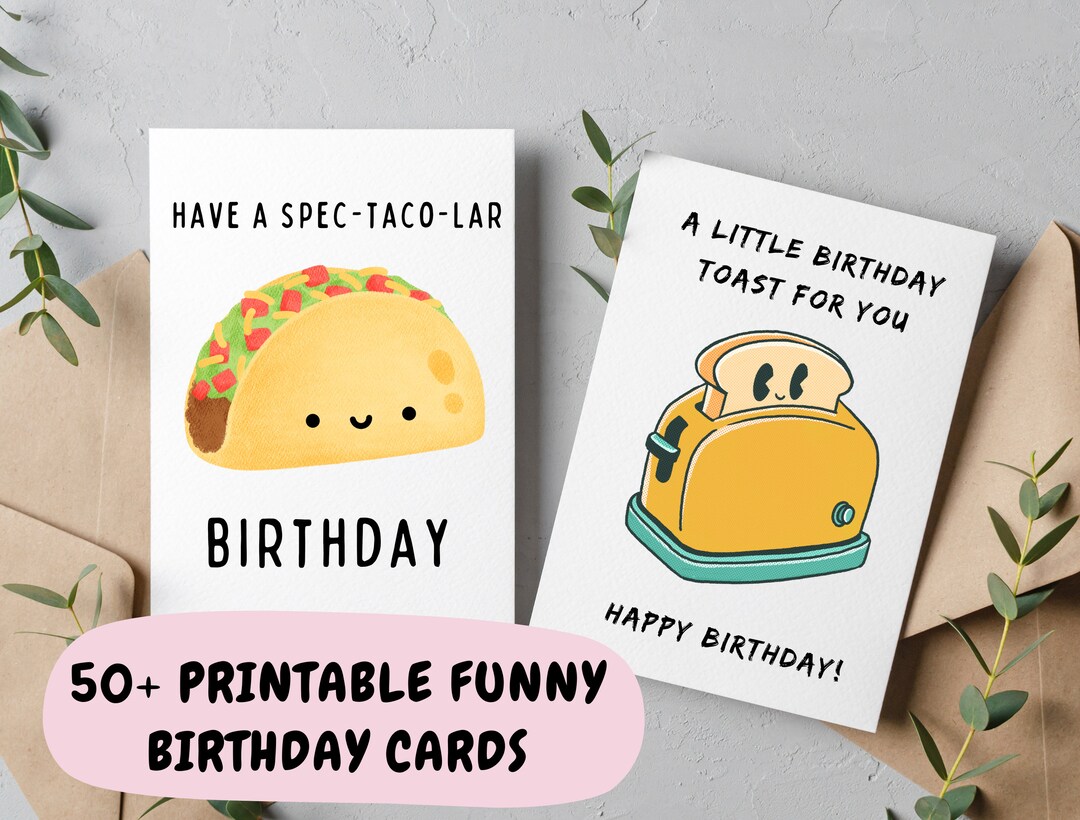 50 HILARIOUS FUNNY, Digital Card, Printable Birthday Cards, PDF ...