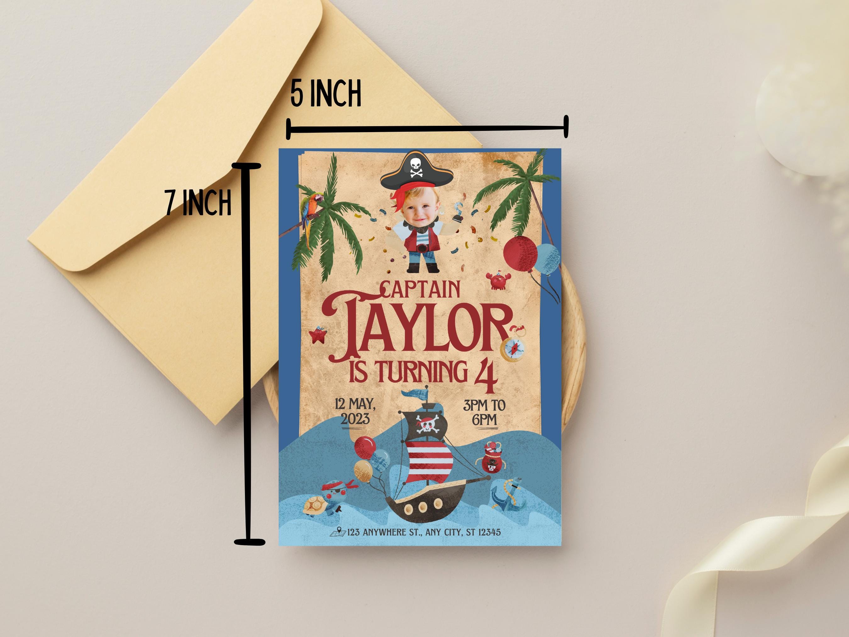 Customizable Pirate Birthday Card, Kids Printable (PDF Download) - Etsy