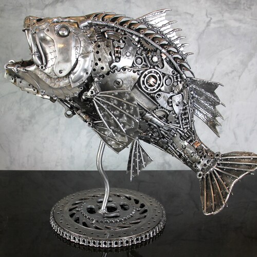 Bass Fish 24 Recycled Scrap Metal Art Sculpture - Etsy