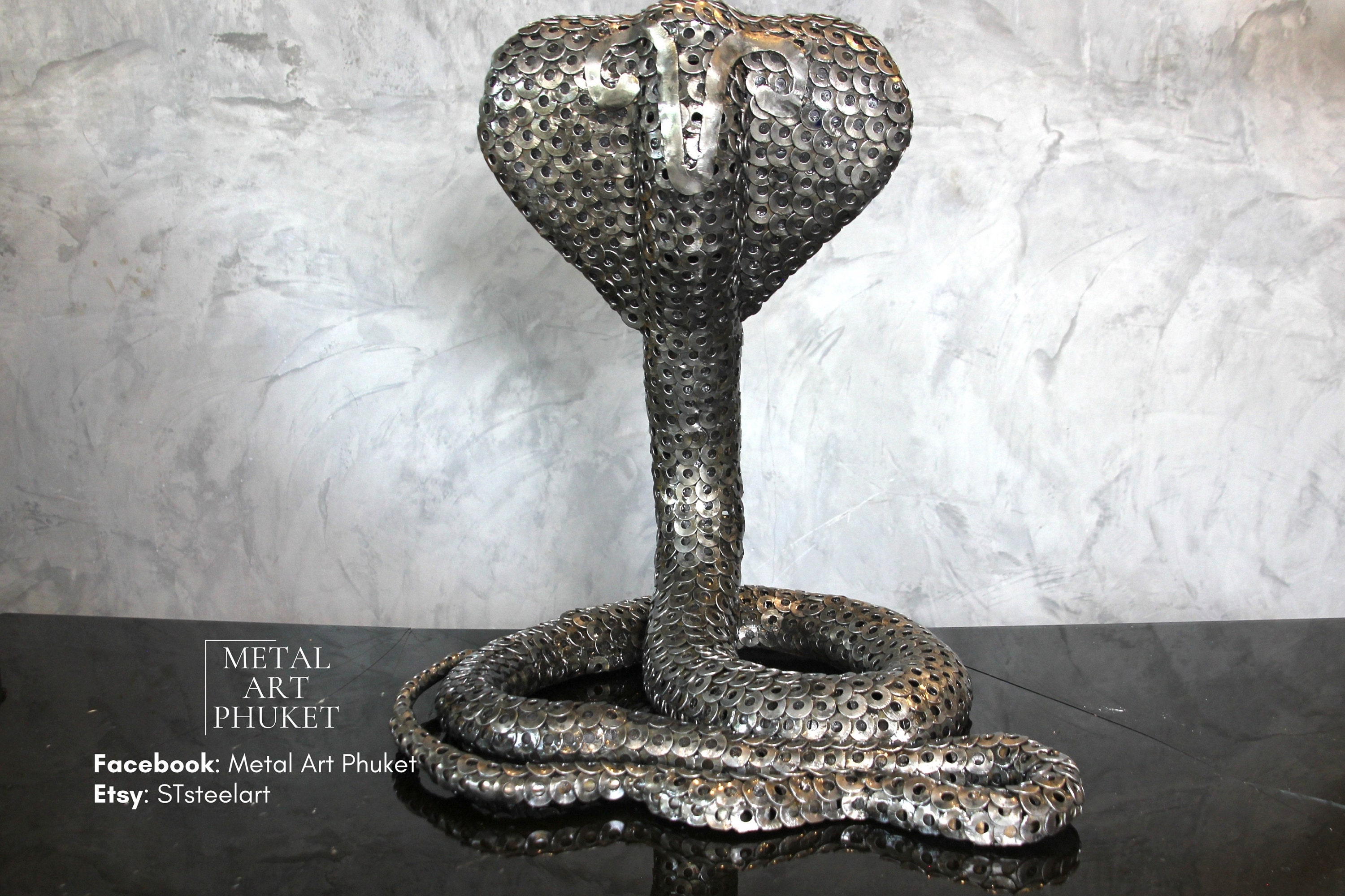 King Cobra Recycled Metal Statues - Etsy