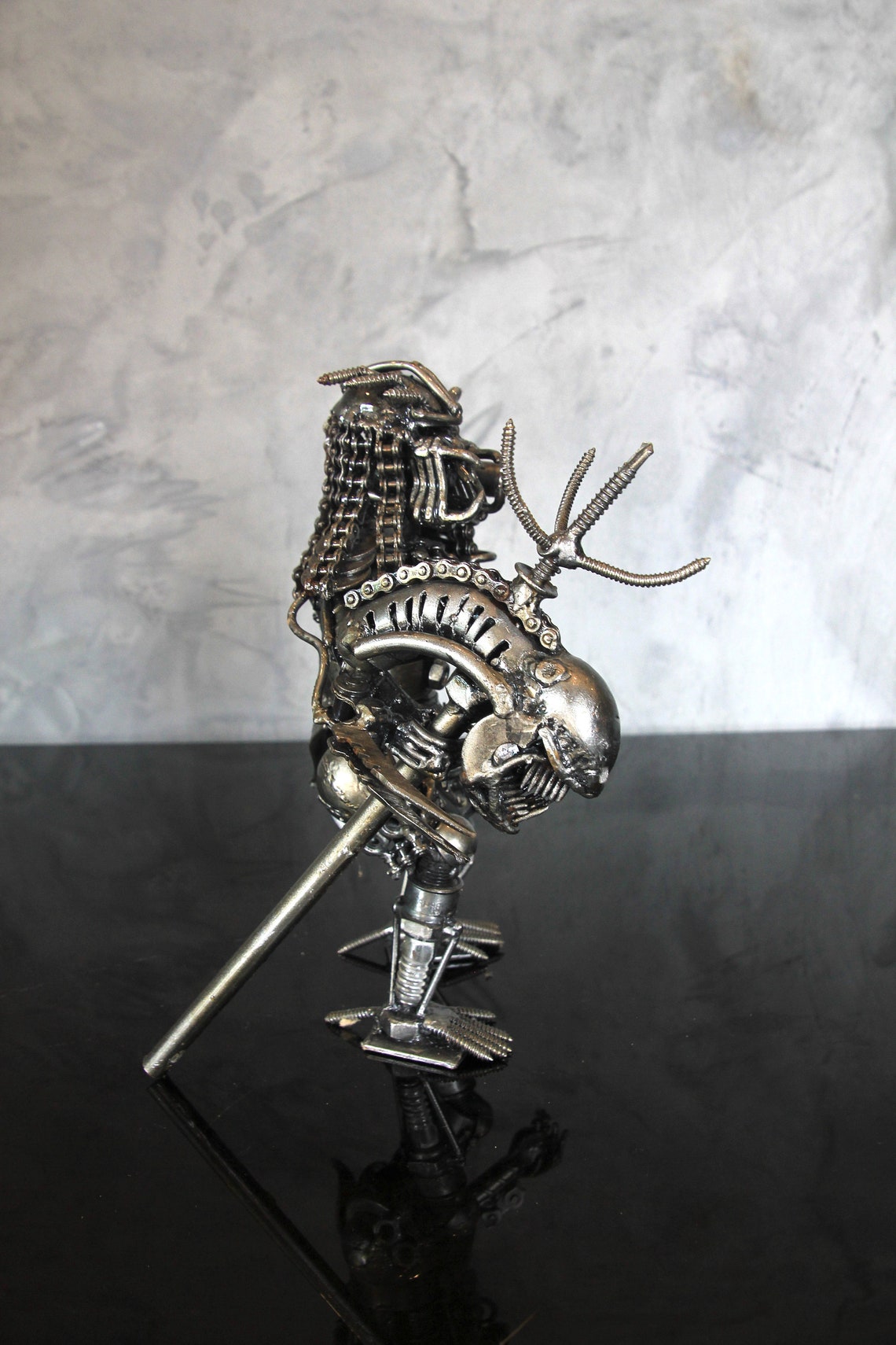 Predator Holding an Alien Head Mace Inspired Recycled Scrap Metal Art ...
