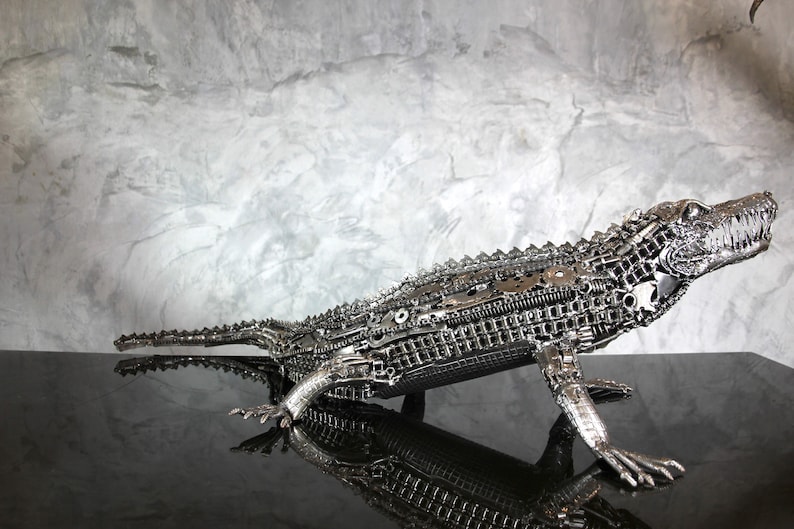 Alligator/crocodile (large Size) Recycled Metal Art Sculpture - Etsy
