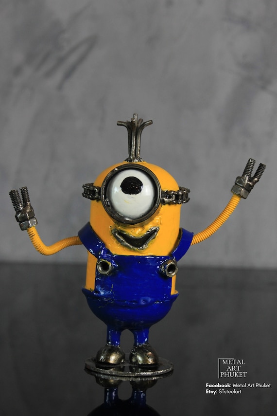 Made to Order Minion Painted Robot Recycled Scrap Metal Art - Etsy