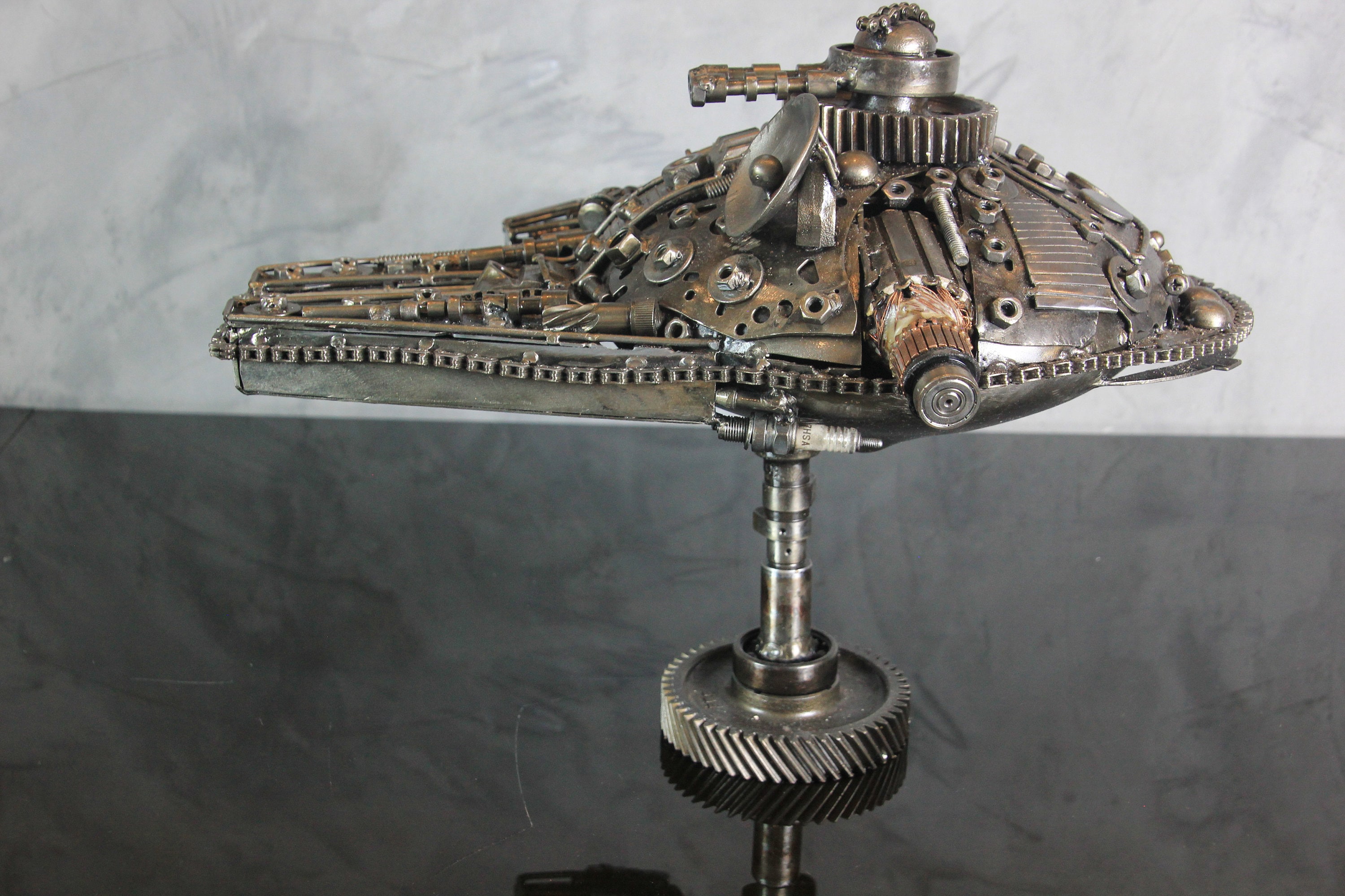 Spaceship 13" Robot Recycled Metal Art - Etsy