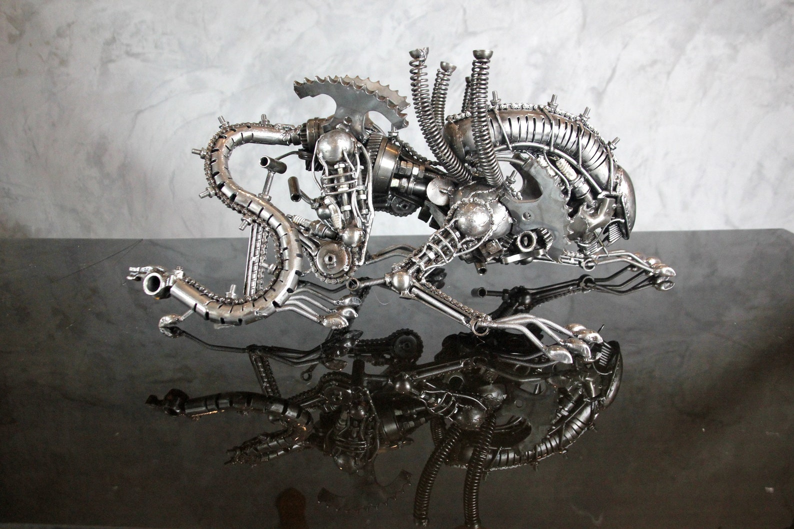Alien Warrior Crawling Recycled Scrap Metal Art Sculpture - Etsy