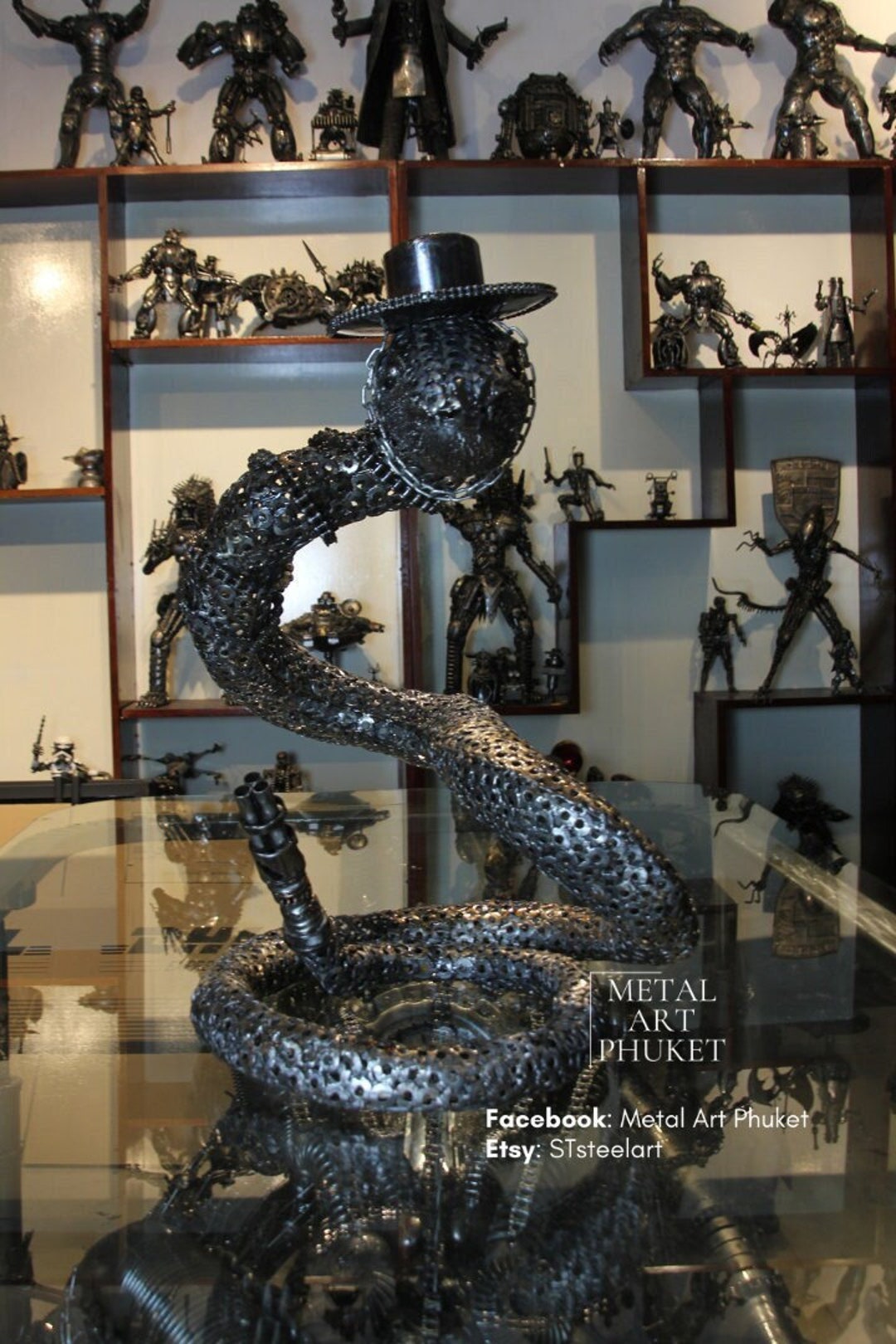 Metal Snake 70cm Recycled Metal Art - Etsy