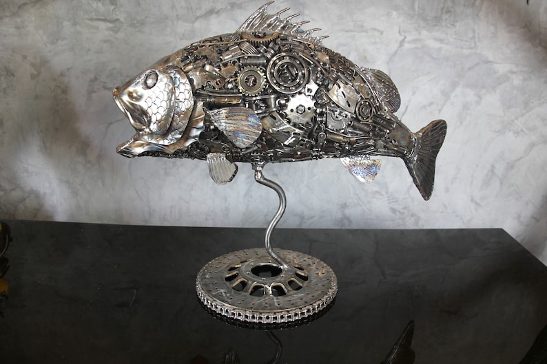 Sea Bass Fish Metal Art Sculpture - Etsy