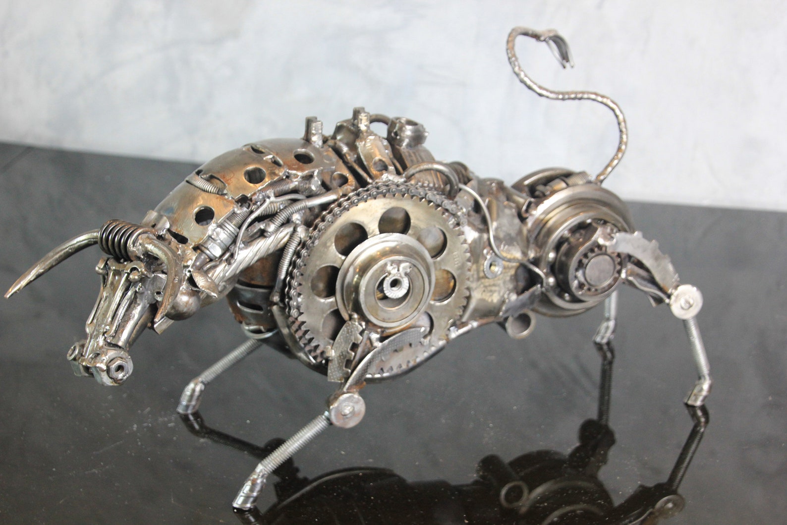Bull Scrap Metal Art - Etsy