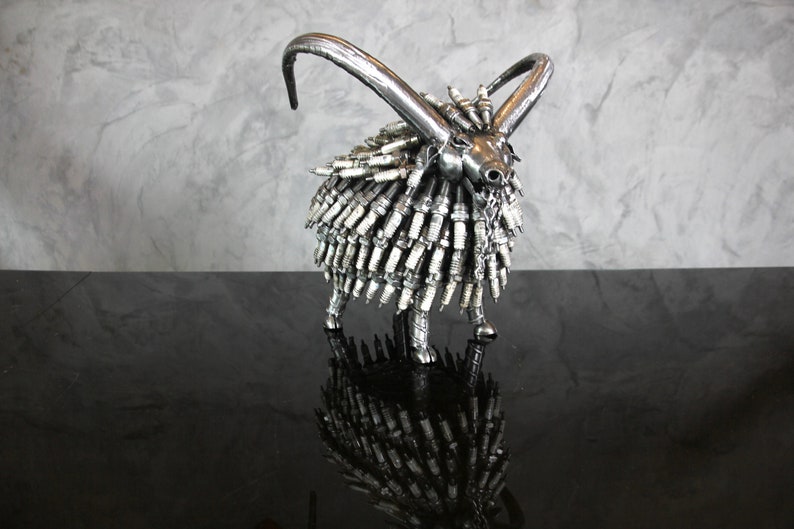 Horned Goat From Recycled Scrap Metal Art Sculpture - Etsy