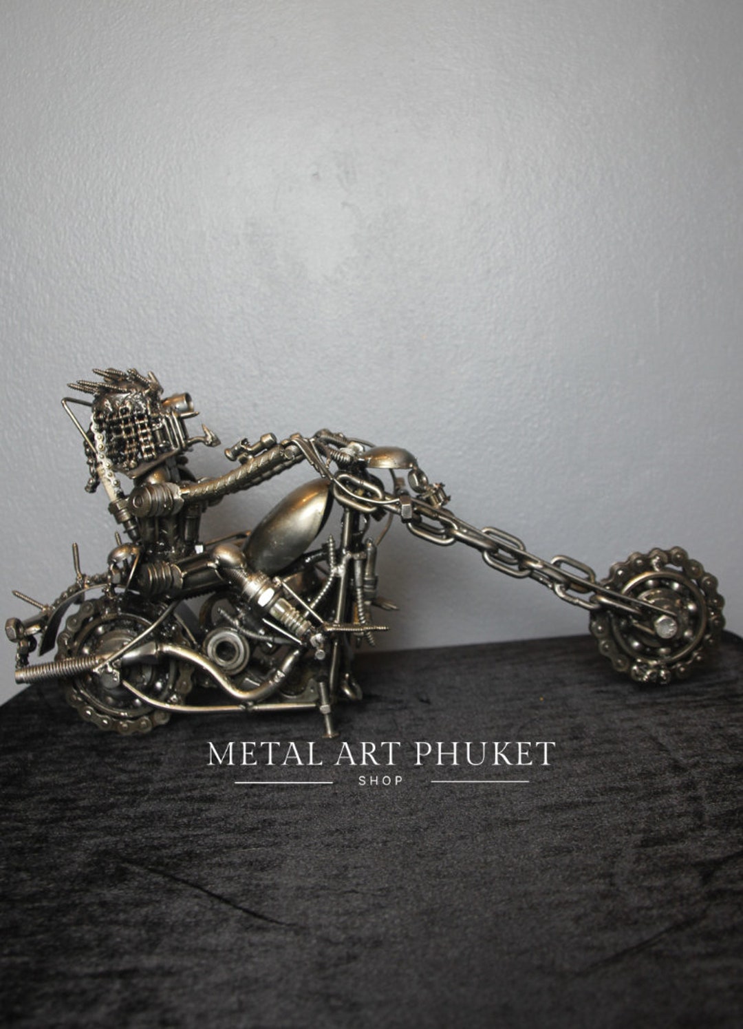 Predator Riding Motorcycle Scrap Metal Sculpture Art - Etsy