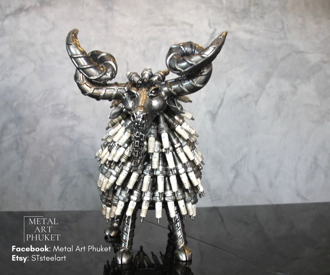 Made to Order Horned Goat From Recycled Scrap Metal Art Sculpture - Etsy