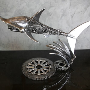 Hammerhead Shark With Stand 23" Recycled Scrap Metal Art Sculpture - Etsy