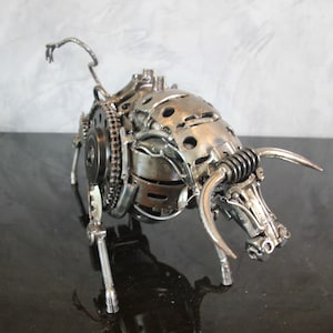Bull Scrap Metal Art - Etsy