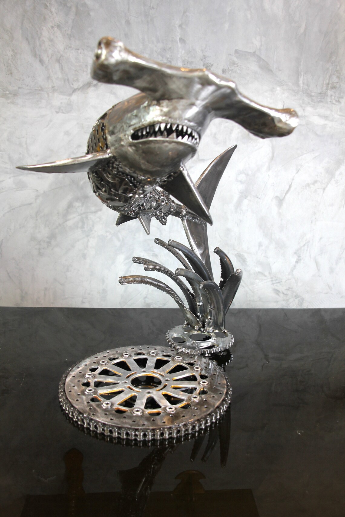 Hammerhead Shark With Stand 23" Recycled Scrap Metal Art Sculpture - Etsy
