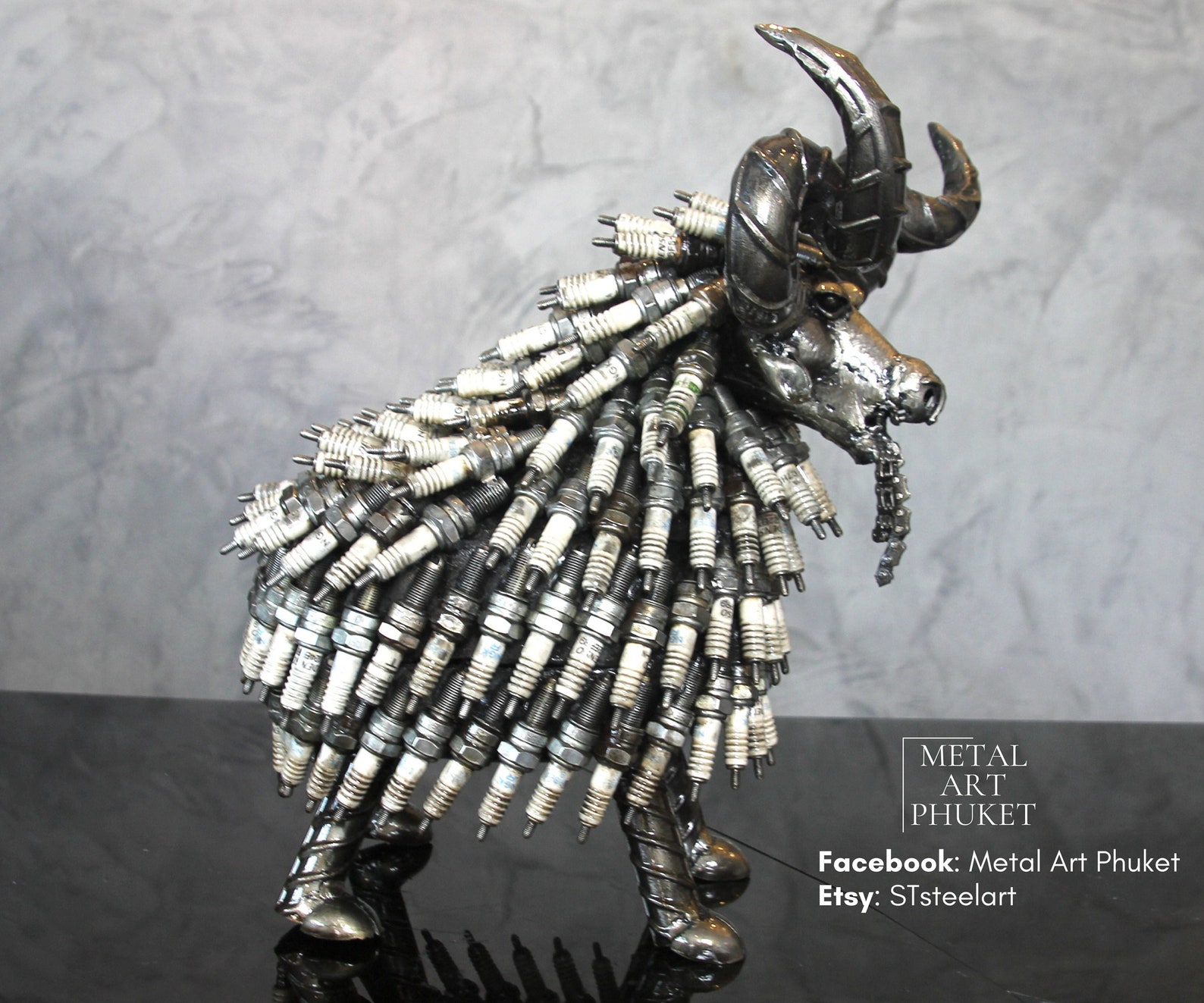 Made to Order Horned Goat From Recycled Scrap Metal Art Sculpture - Etsy
