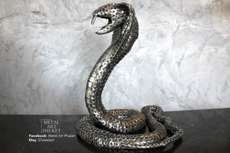 King Cobra Recycled Metal Statues - Etsy