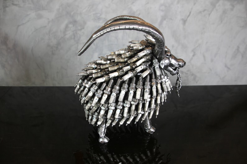 Horned Goat From Recycled Scrap Metal Art Sculpture - Etsy
