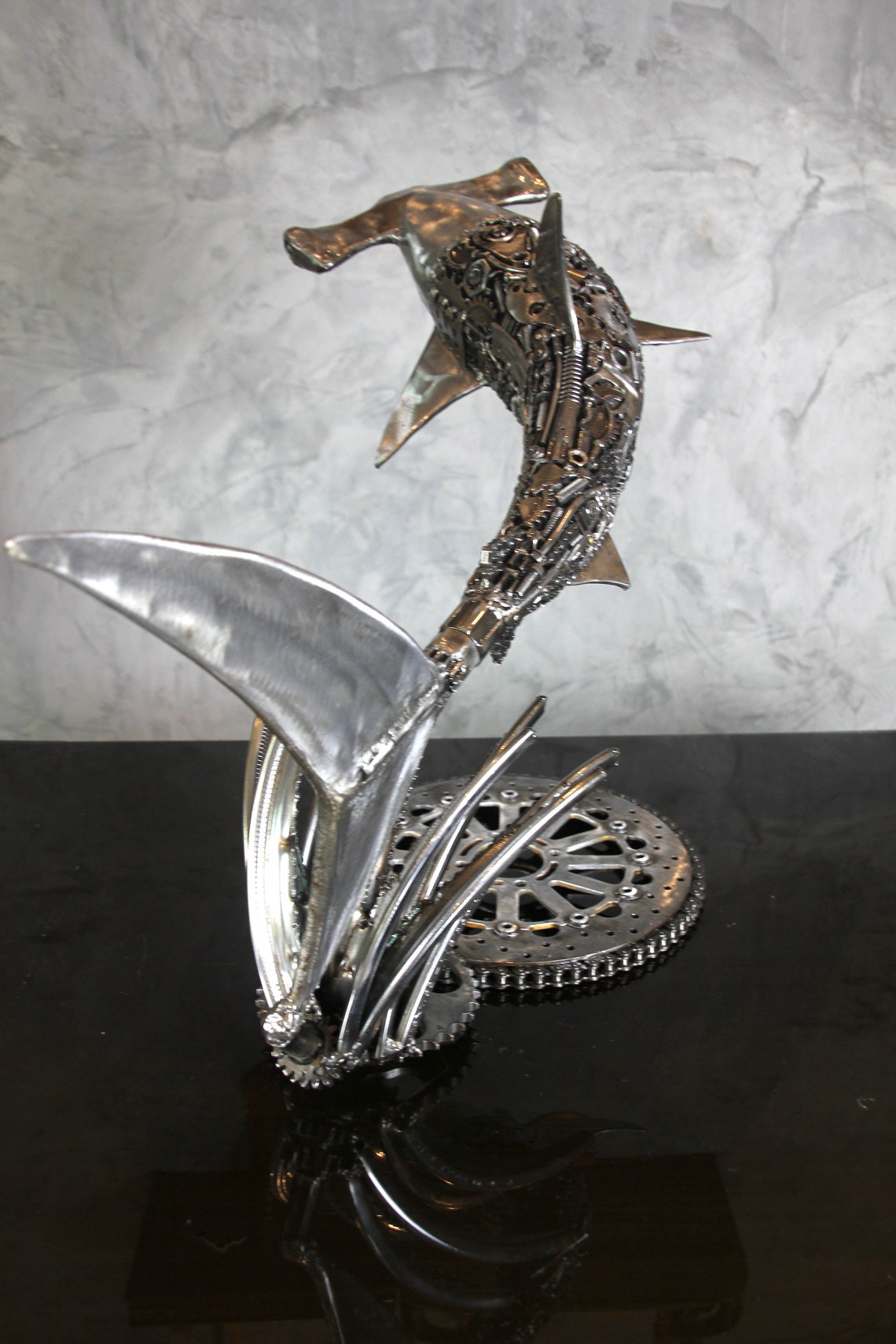 Hammerhead Shark With Stand 23" Recycled Scrap Metal Art Sculpture - Etsy