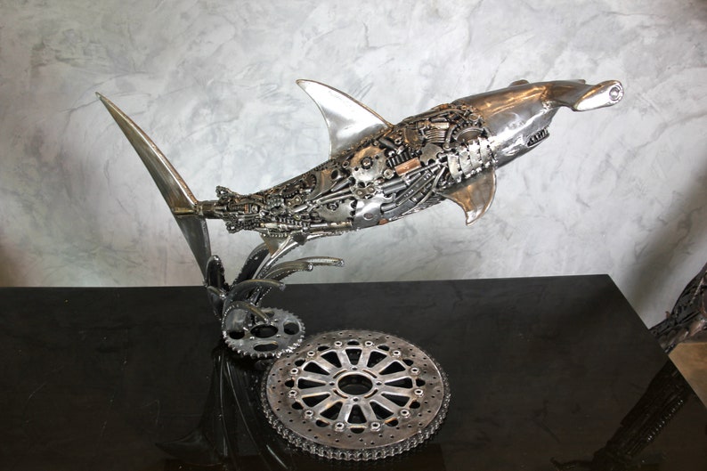 Hammerhead Shark With Stand 23 Recycled Scrap Metal Art - Etsy