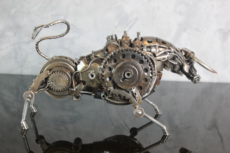 Bull Scrap Metal Art - Etsy