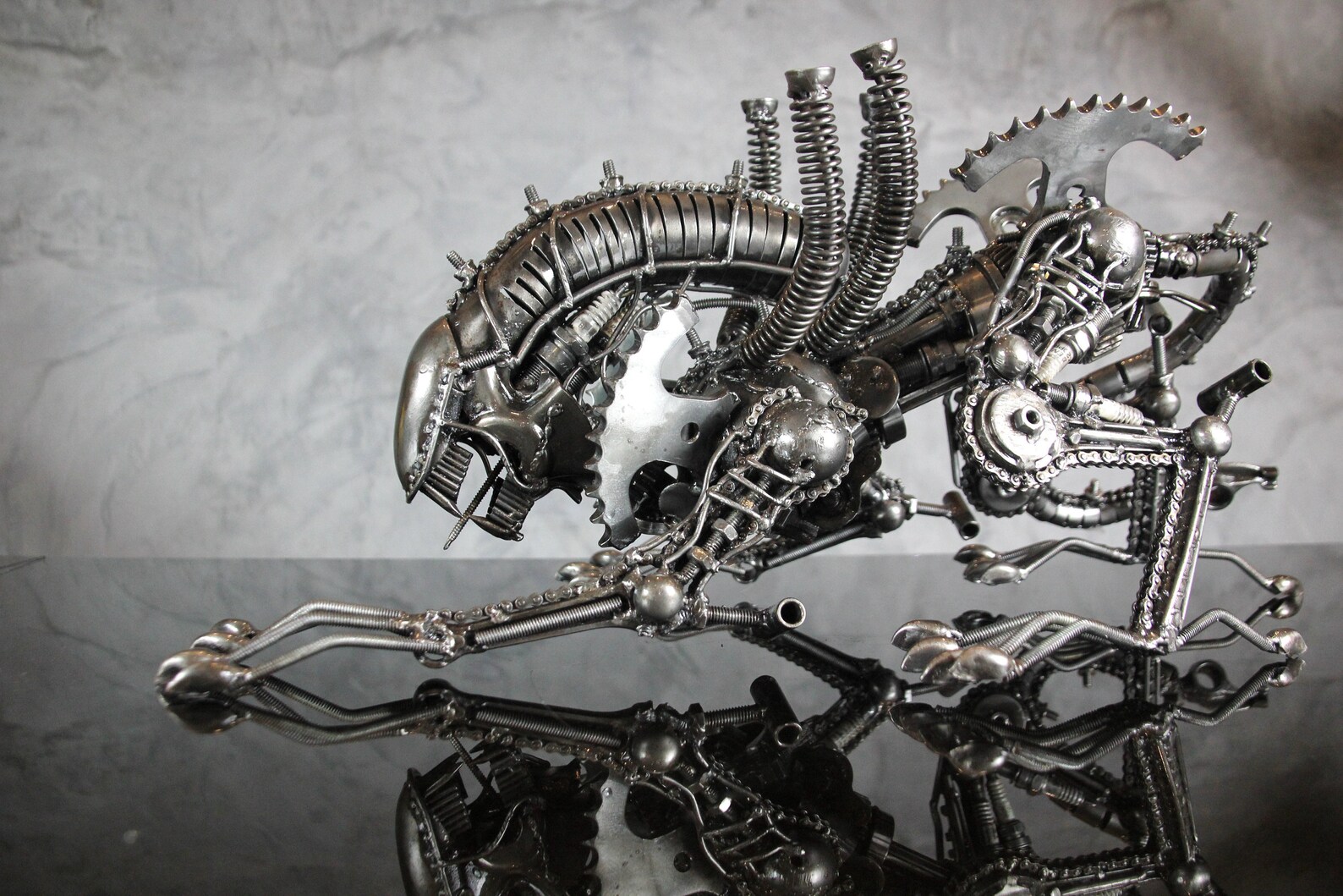 Aliens Warrior Crawling Recycled Scrap Metal Art Sculpture | Etsy