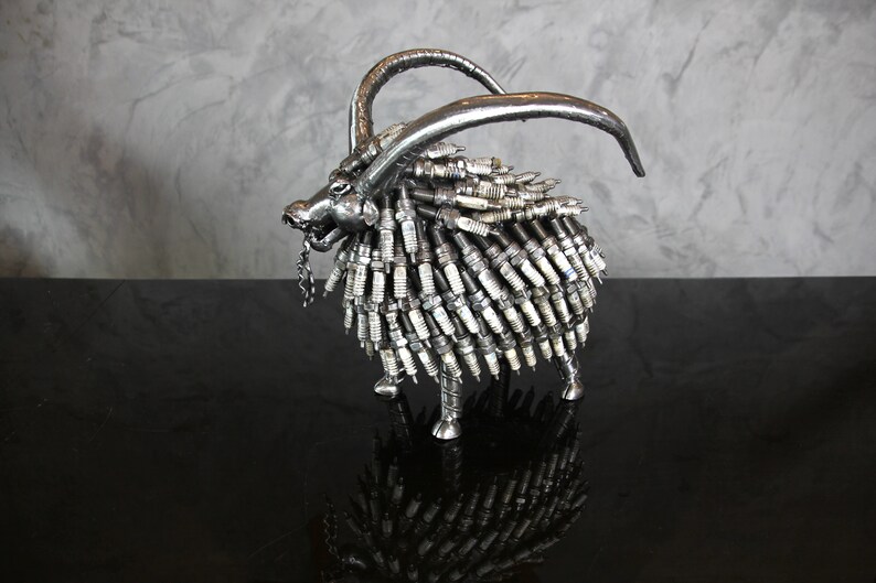 Horned Goat From Recycled Scrap Metal Art Sculpture - Etsy
