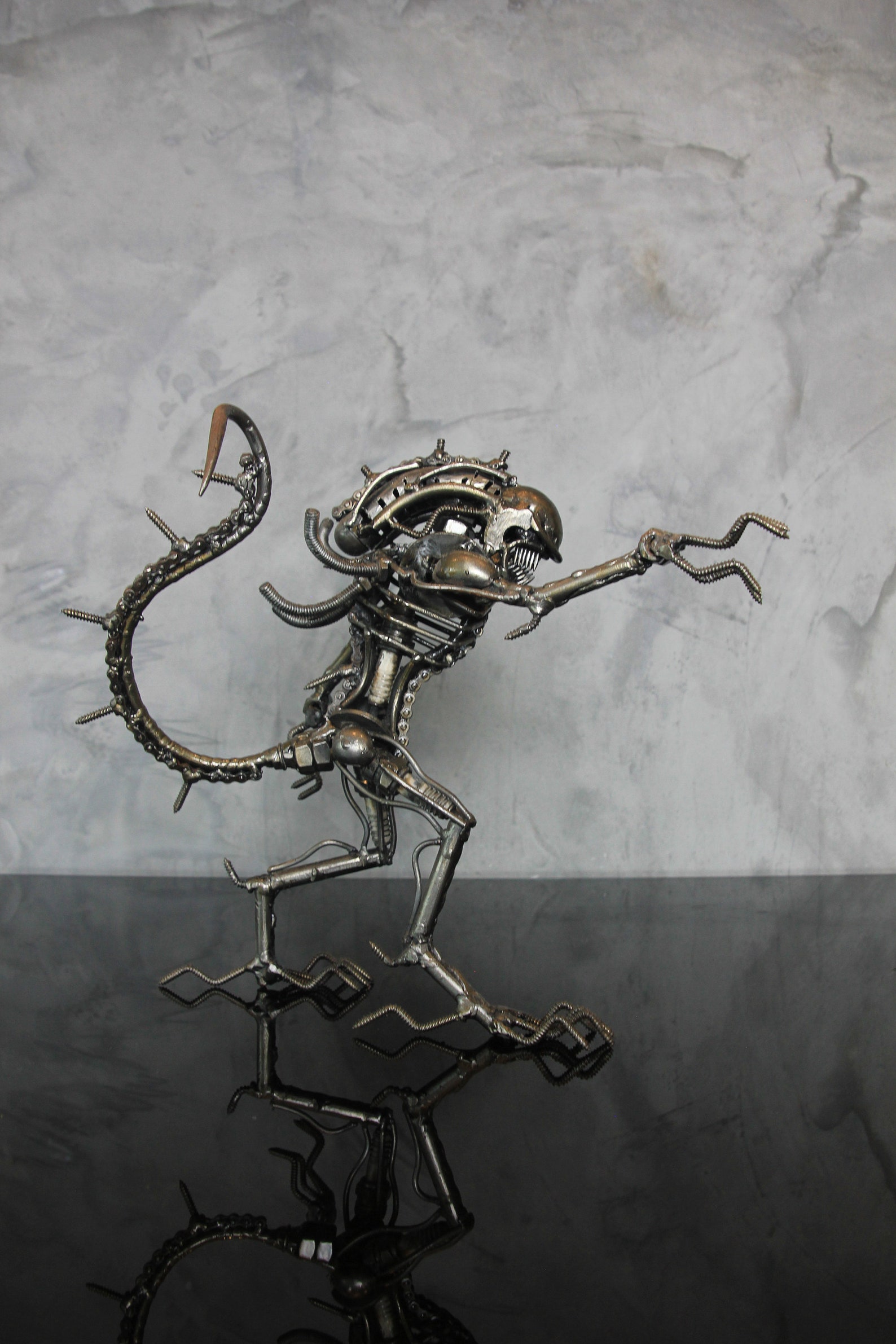 Alien inspired recycled scrap metal art | Etsy