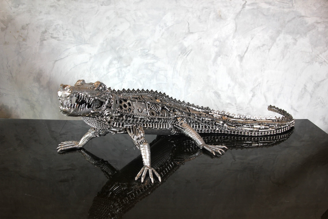 Alligator/crocodile (large Size) Recycled Metal Art Sculpture - Etsy