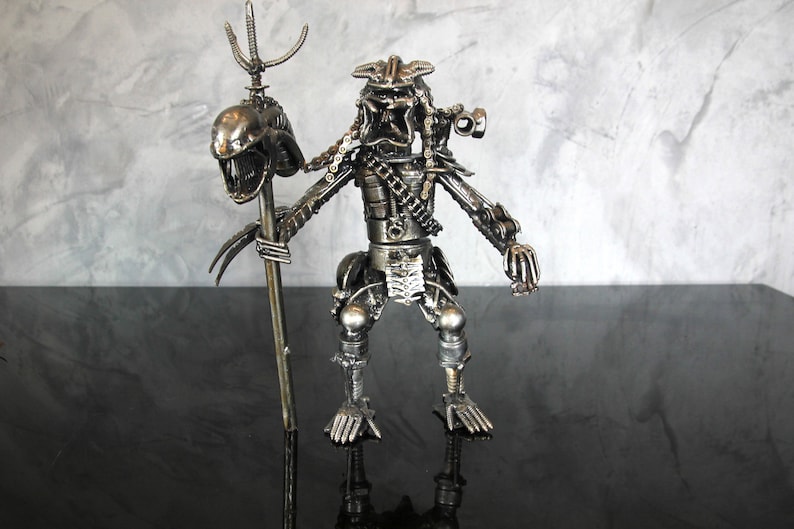 Predator Holding an Alien Head Mace Inspired Recycled Scrap - Etsy
