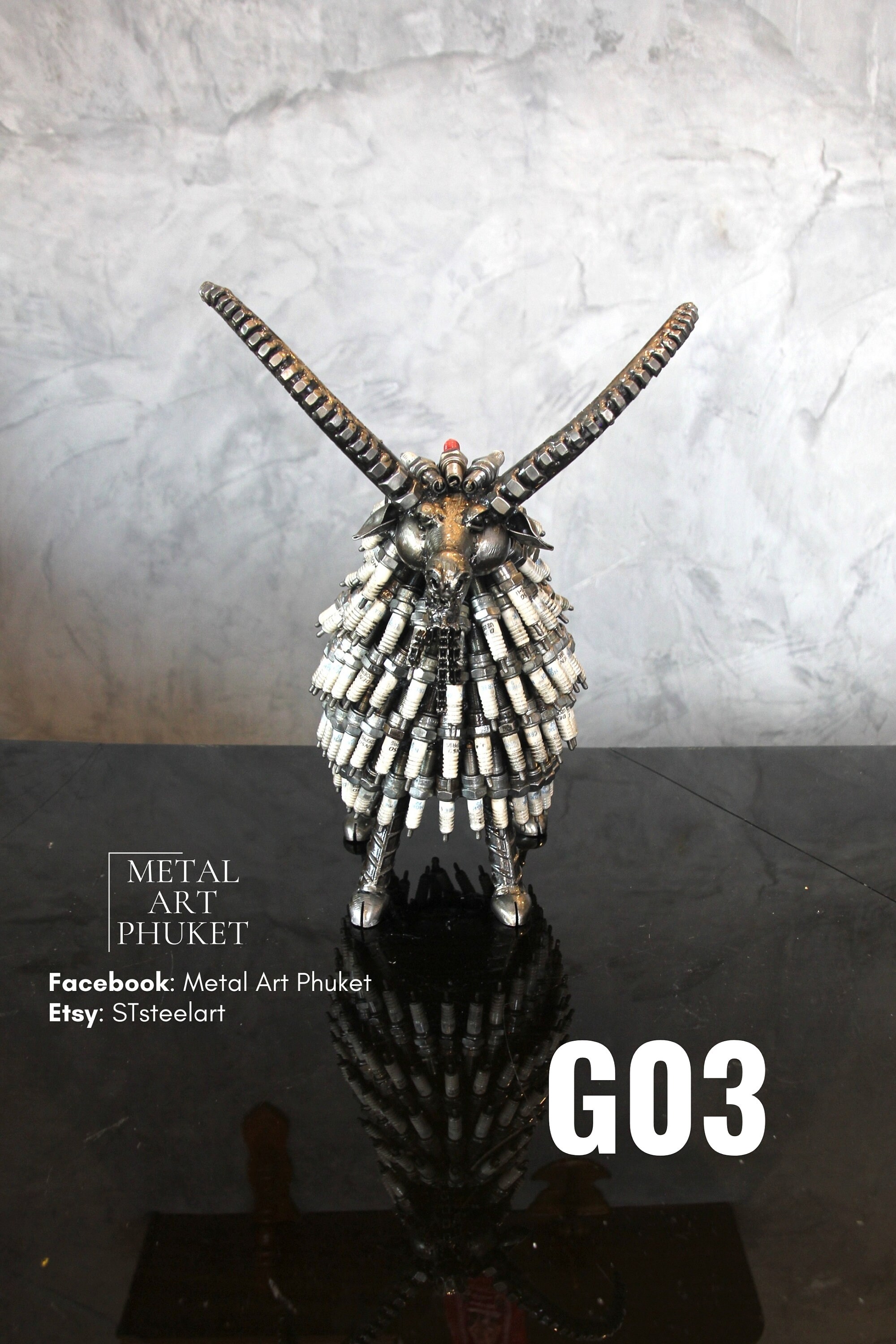 Made to Order Horned Goat From Recycled Scrap Metal Art Sculpture - Etsy