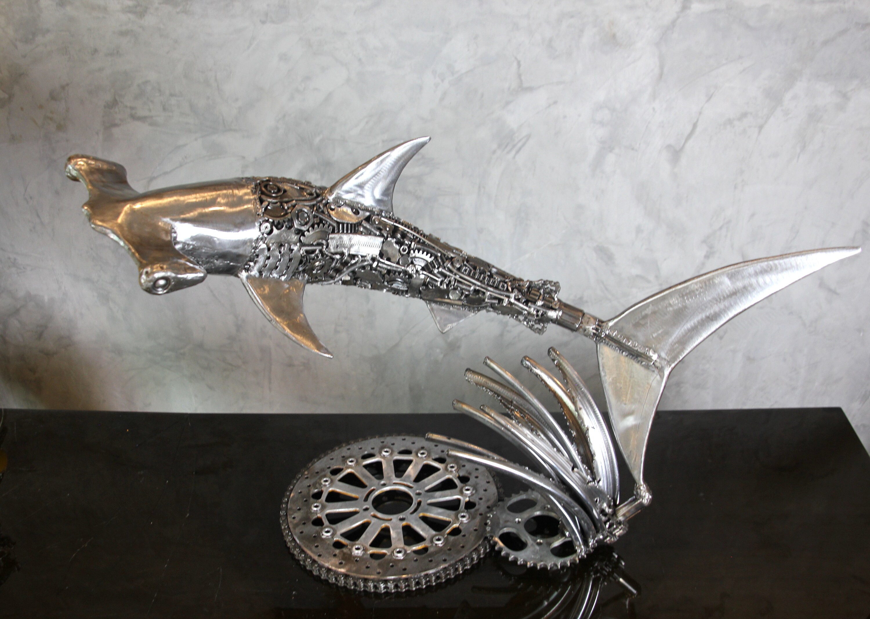 Hammerhead Shark With Stand 23" Recycled Scrap Metal Art Sculpture - Etsy