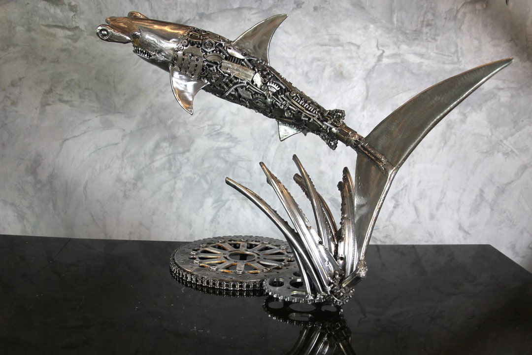 Hammerhead Shark With Stand 23" Recycled Scrap Metal Art Sculpture - Etsy
