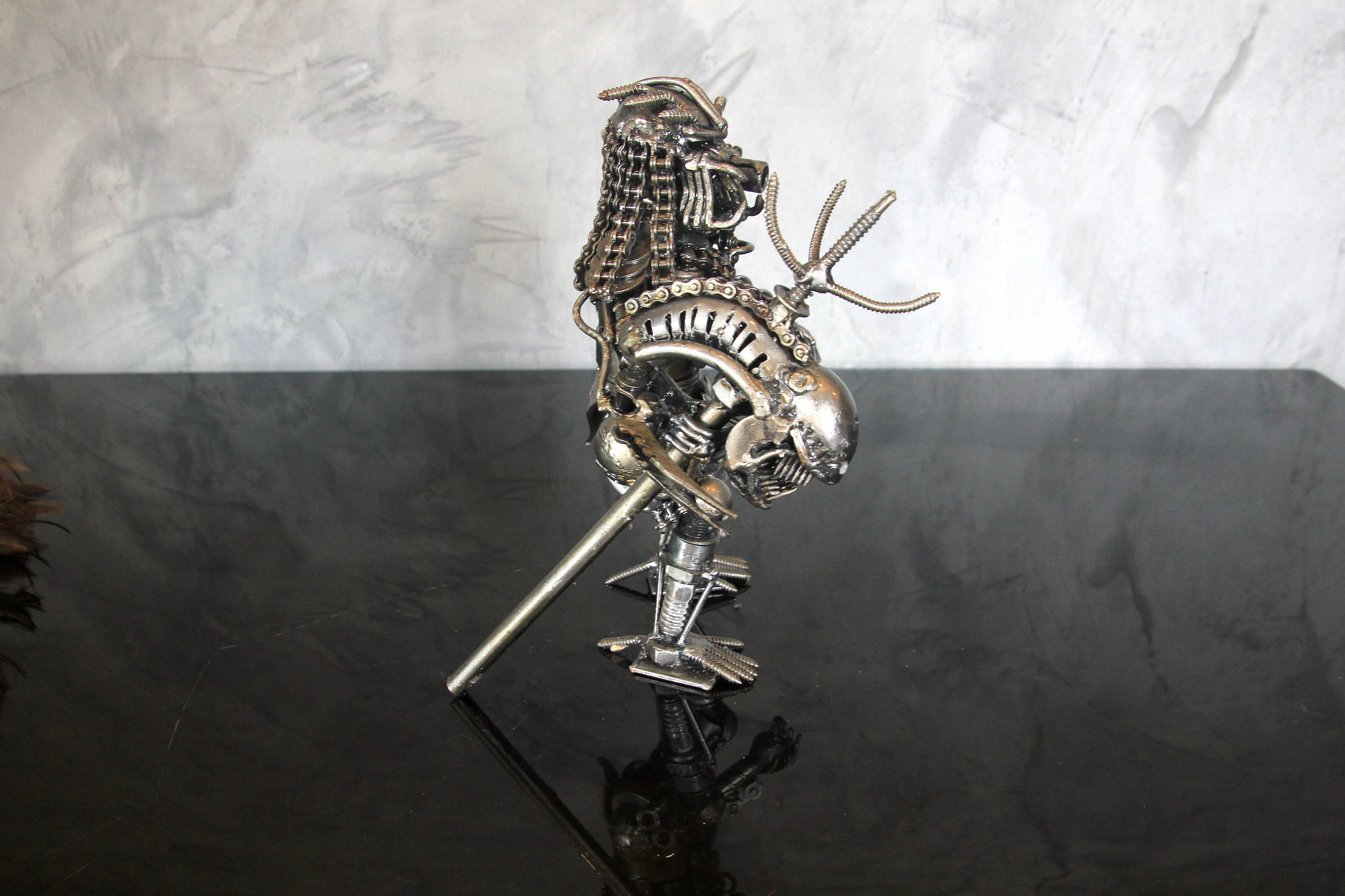 Predator Holding an Alien Head Mace Inspired Recycled Scrap Metal Art ...